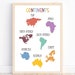 Continents, Educational Wall Art, Geography Poster, Kids Room Decor ...