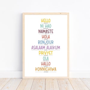 Hello in 10 Languages, Educational Wall Art, Geography Poster, Kids ...