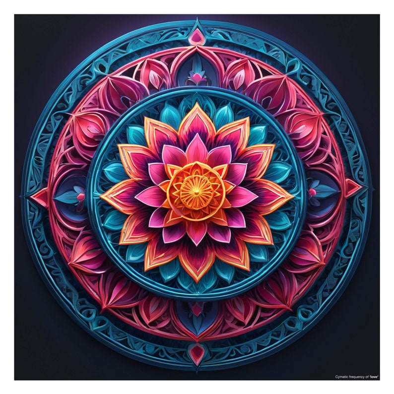 Cymatics Art, Love Frequency, Ornate, Poster Print, Wall Art, Heart ...