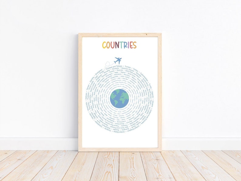 World Countries Globe Education Wall Art Geography Poster - Etsy