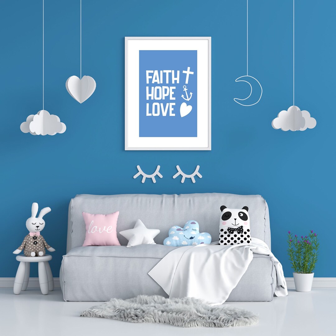 Faith Hope Love | Poster | Print | Wall Art | Children Bedroom | Bible ...