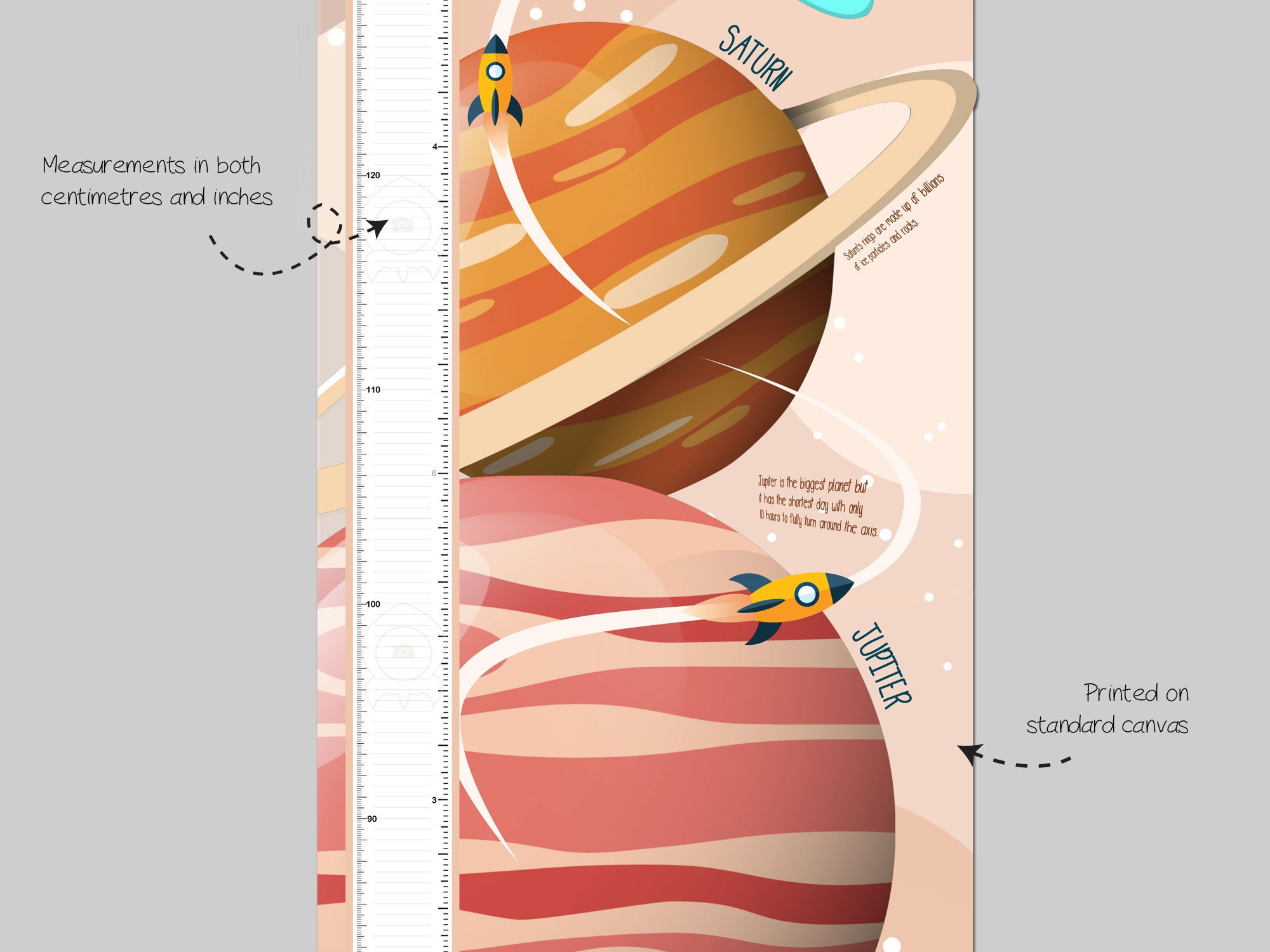 Personalised Space Height Chart, Solar System, Planets, Kids Room ...