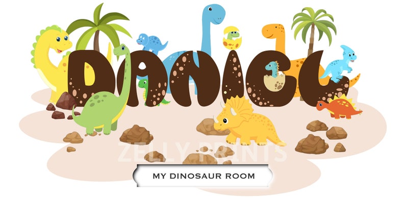 Personalised, Dinosaur Poster for Kids Personalised Sign Nursery Wall ...