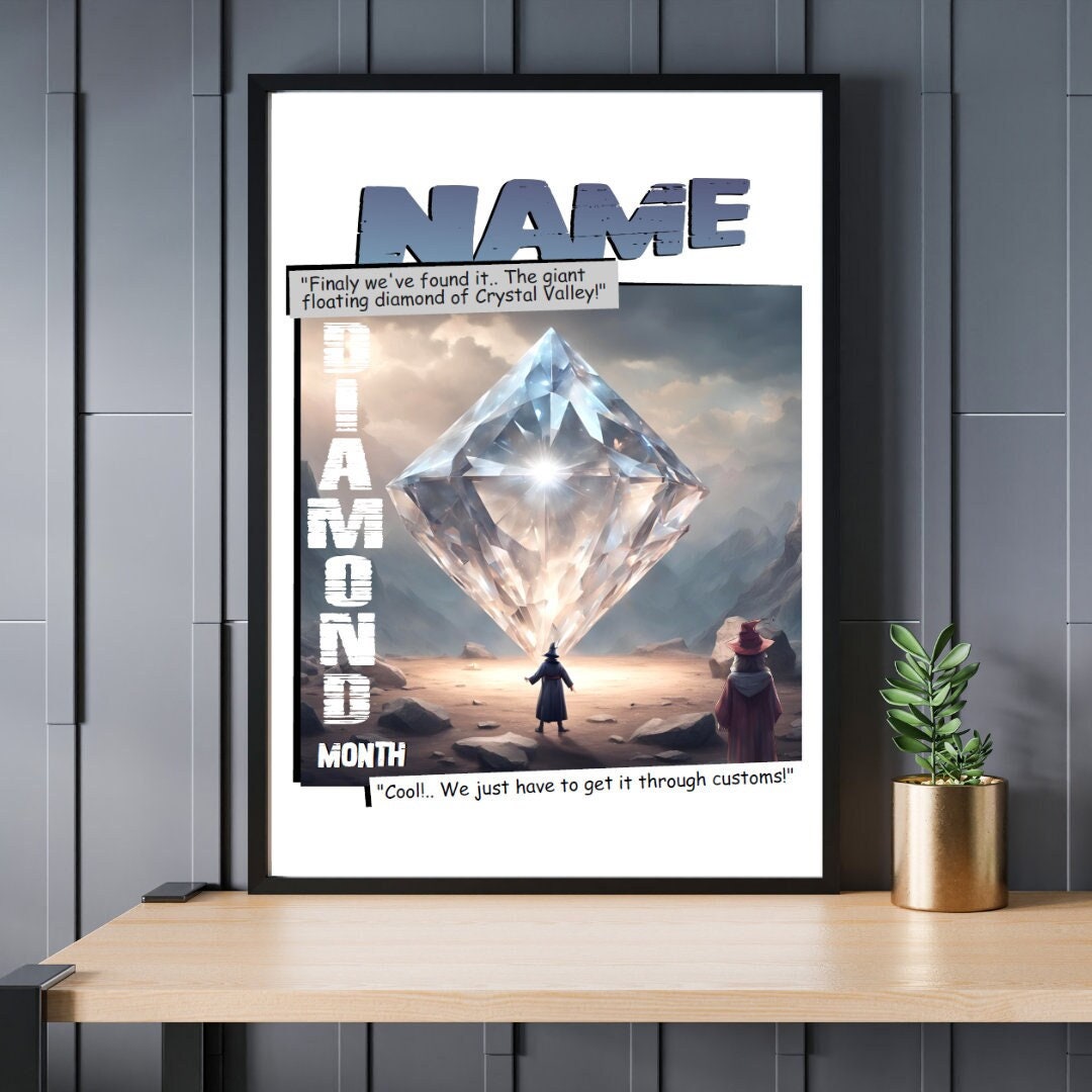 Personalised, 12 Gemstones, Diamond Poster, Digital Download, Crystals ...