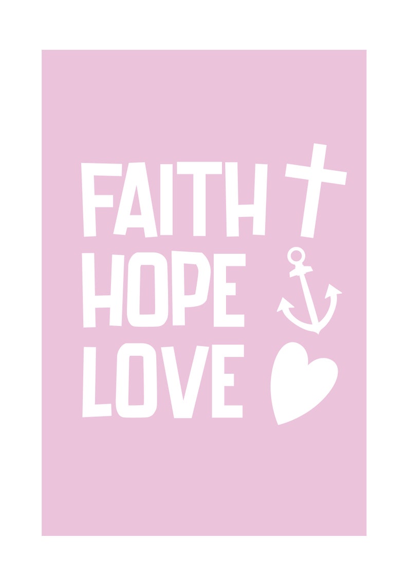 Faith Hope Love Poster Print Wall Art Children Bedroom Bible Verse - Etsy