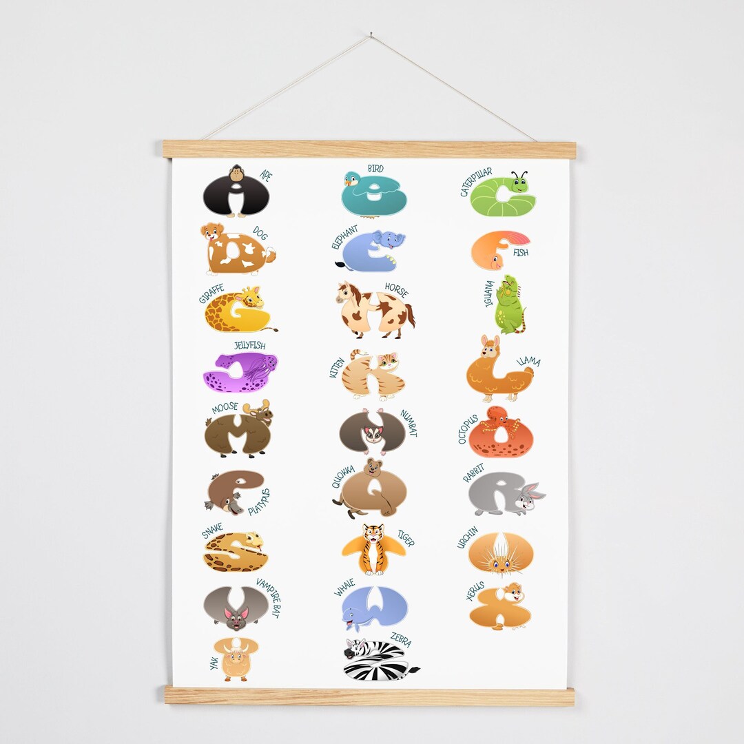 Animal Alphabet, Education, Fun Learning, Nursery Print, Wall Art, A-Z ...