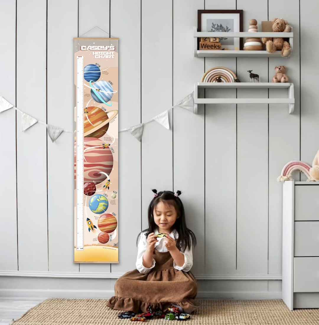 Personalised Space Height Chart, Solar System, Planets, Kids Room ...