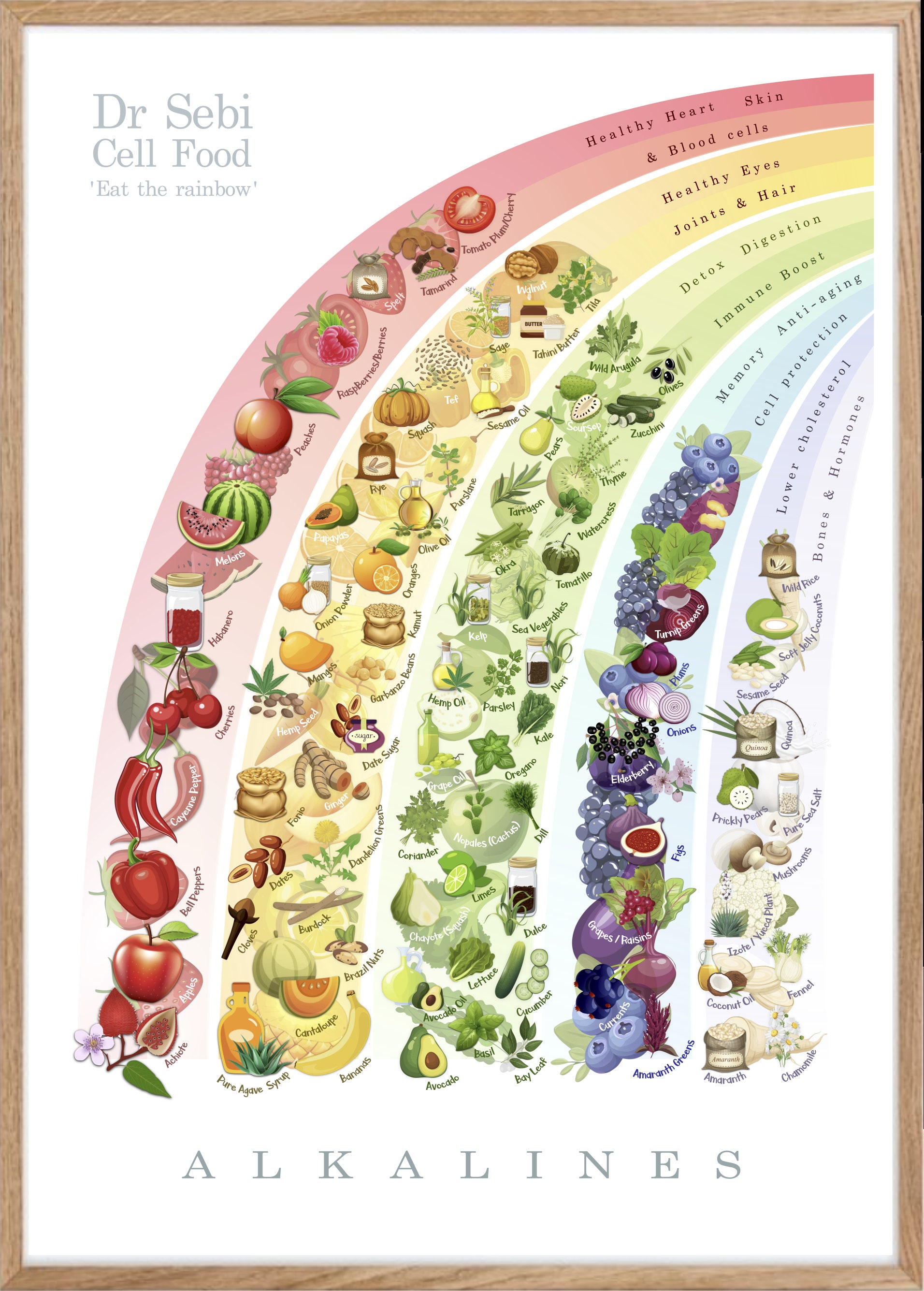 Dr Sebi, Rainbow Chart, Digital Print, Alkaline Diet, Healthy Eating ...