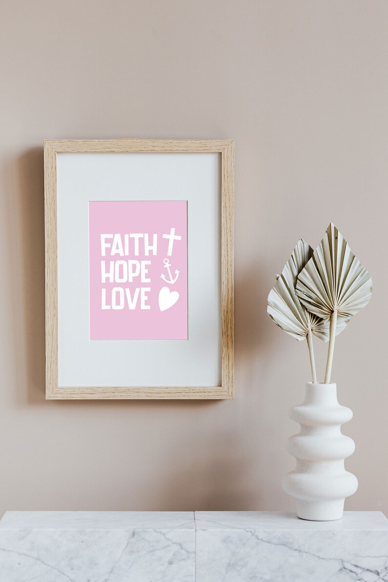 Faith Hope Love | Poster | Print | Wall Art | Children Bedroom | Bible ...