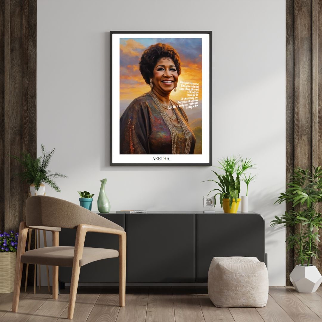 Aretha Franklin, Instant Download, Digital Print, Queen of Soul, Art ...