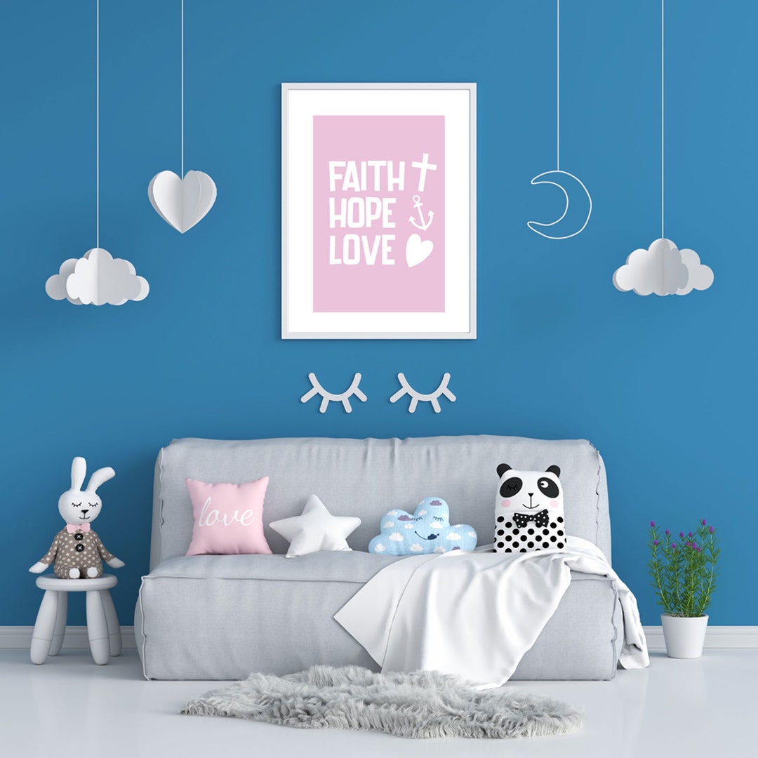 Faith Hope Love | Poster | Print | Wall Art | Children Bedroom | Bible ...