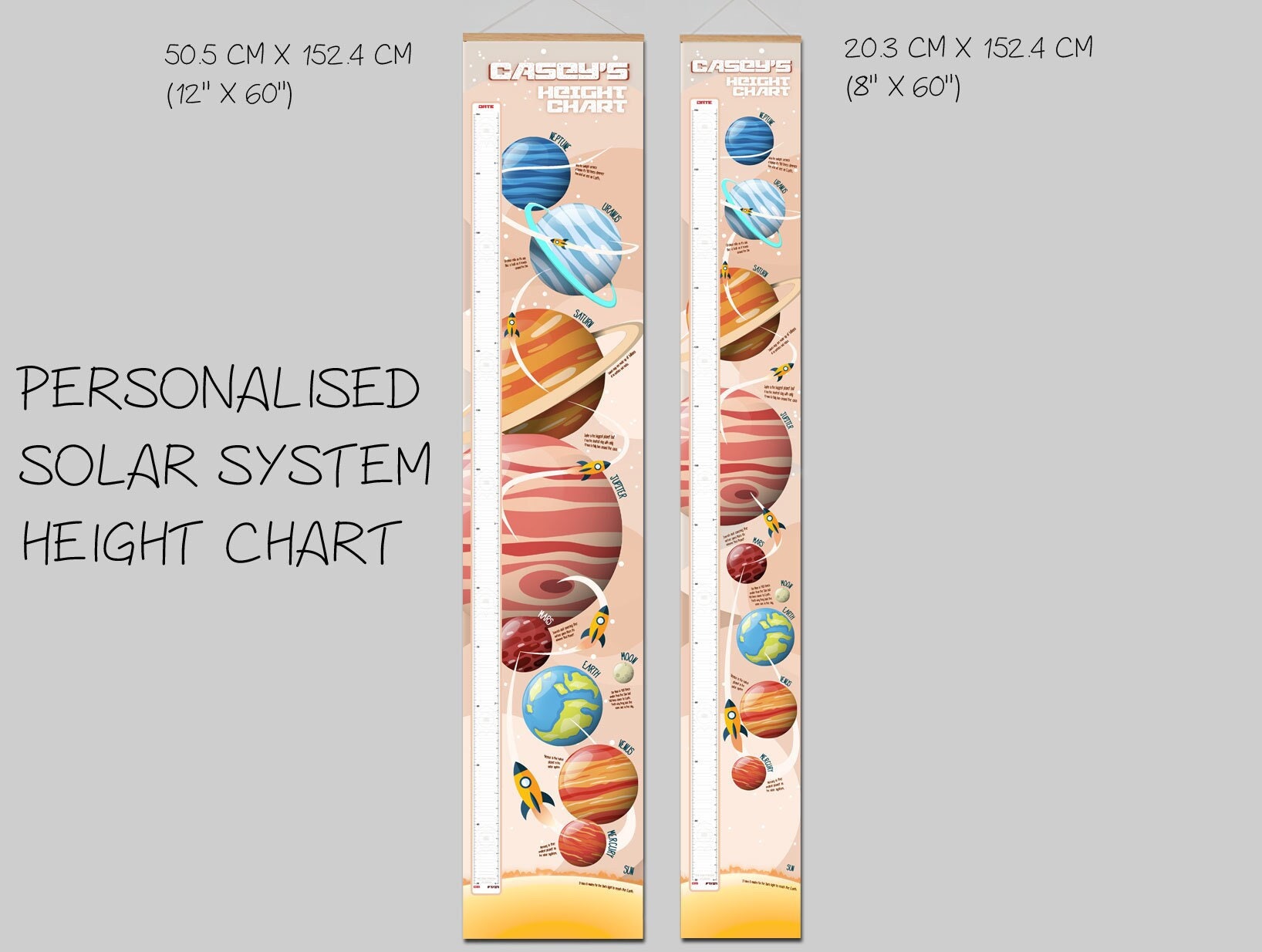 Personalised Space Height Chart, Solar System, Planets, Kids Room ...