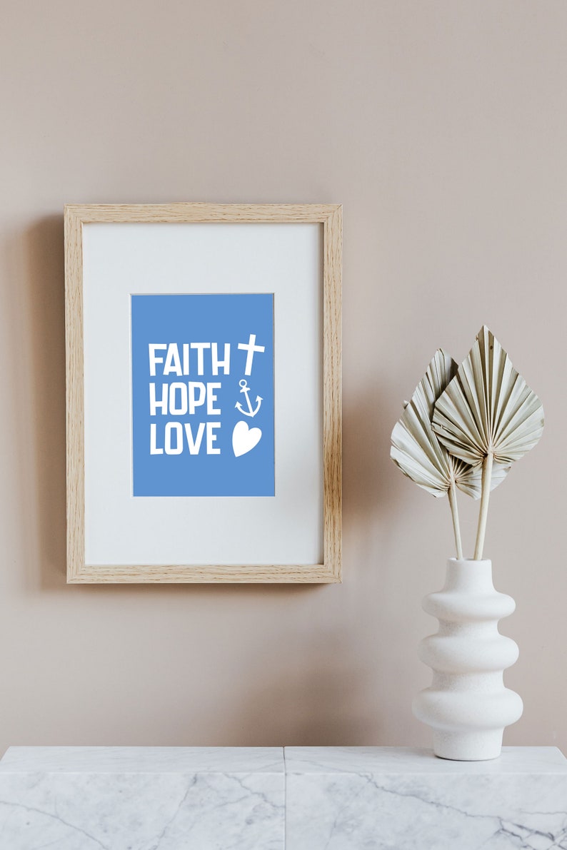 Faith Hope Love | Poster | Print | Wall Art | Children Bedroom | Bible ...
