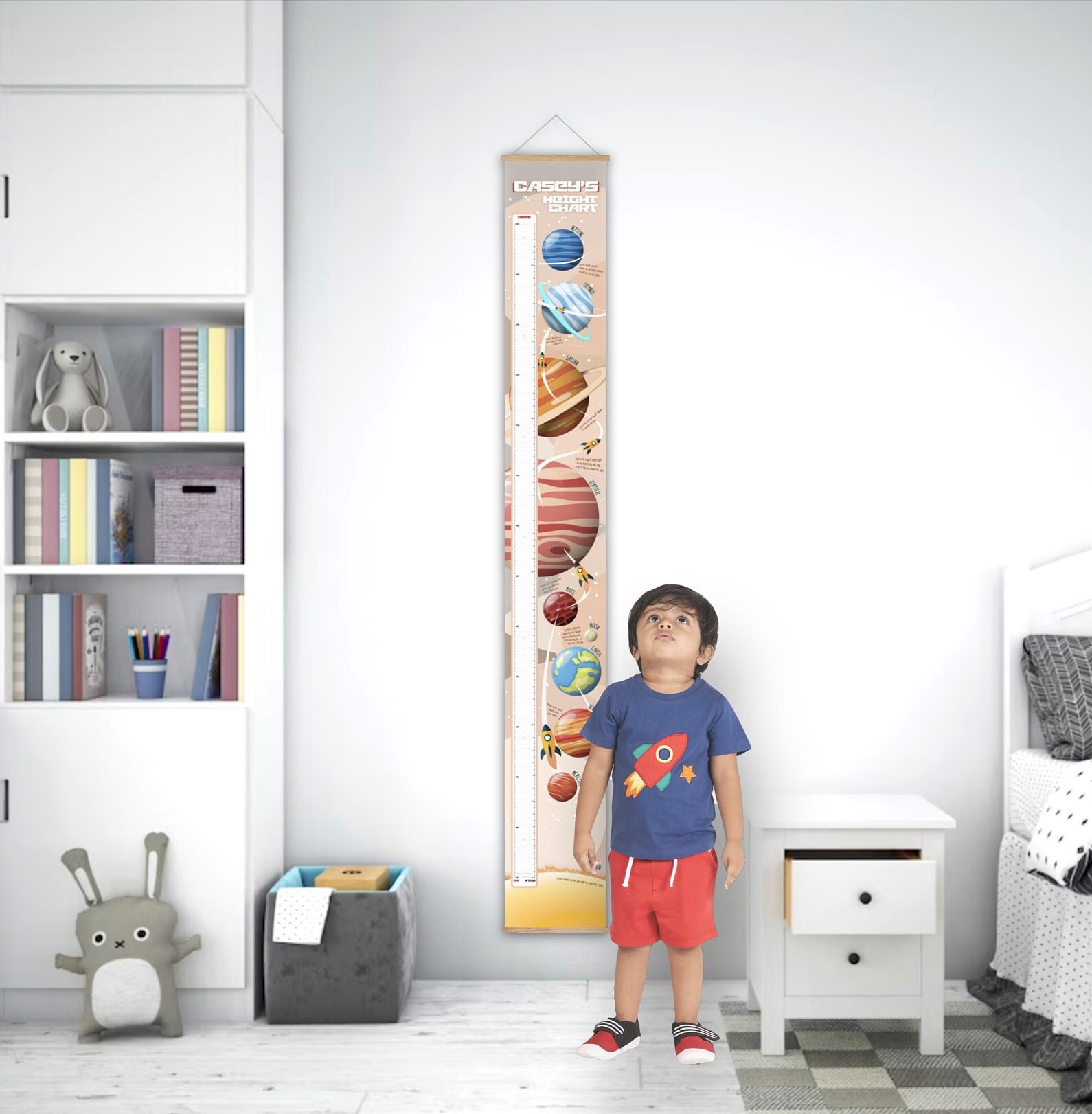 Personalised Space Height Chart, Solar System, Planets, Kids Room ...