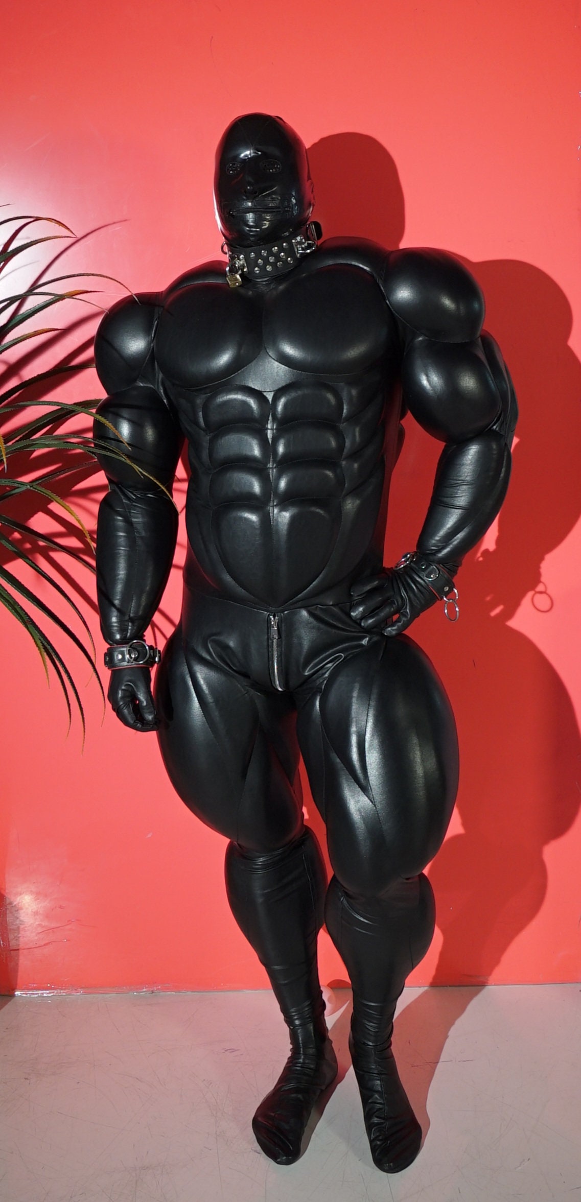 Big Muscle Suit Faux Leather Black Etsy