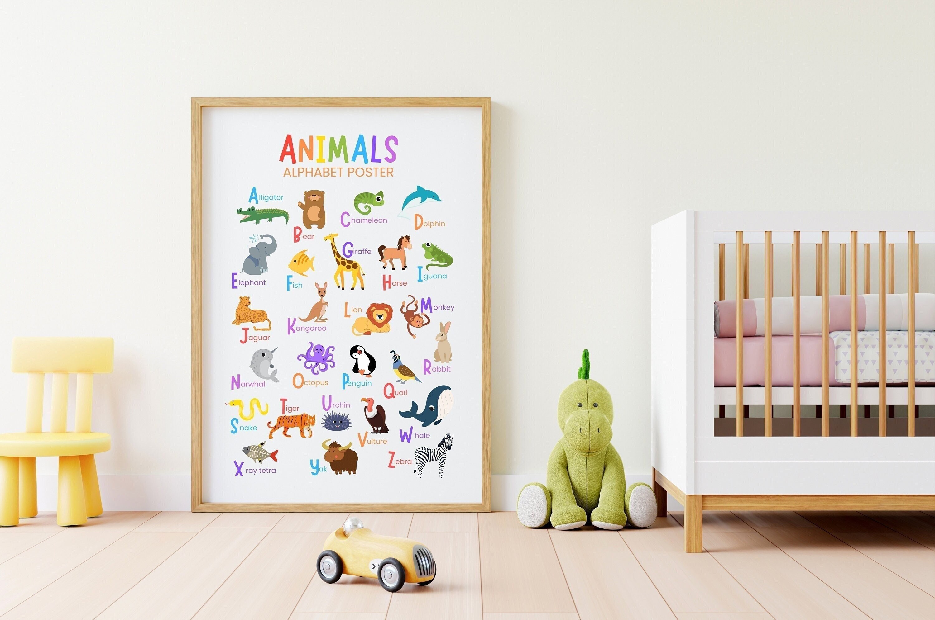 Rainbow Animal Alphabet Poster Nursery Print Educational Poster ...