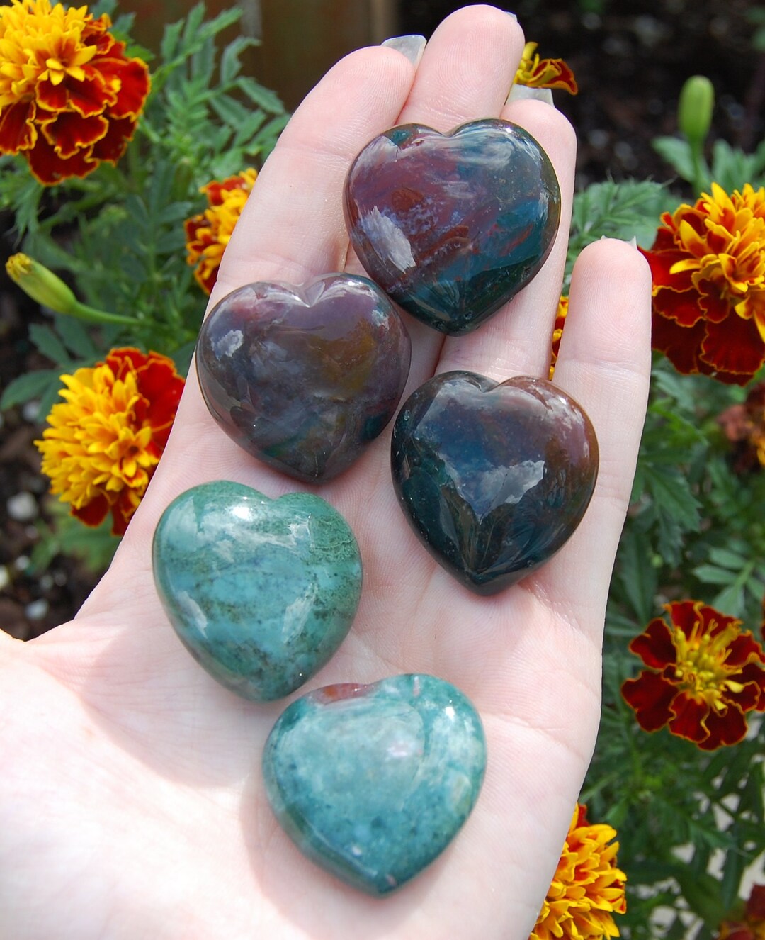 Ocean Jasper Mini Heart: Natural Carved Crystal - Etsy