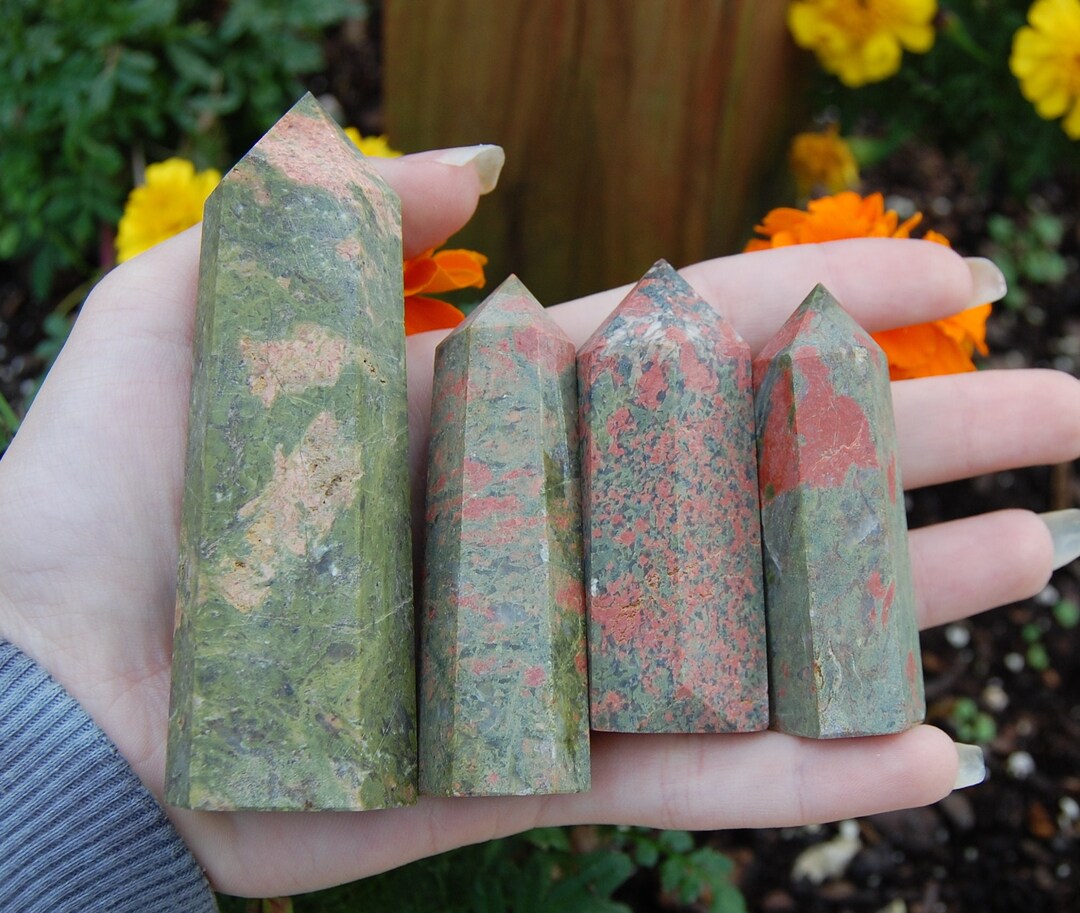 Unpolished Unakite Tower: Natural Crystal Energy Generator - Etsy
