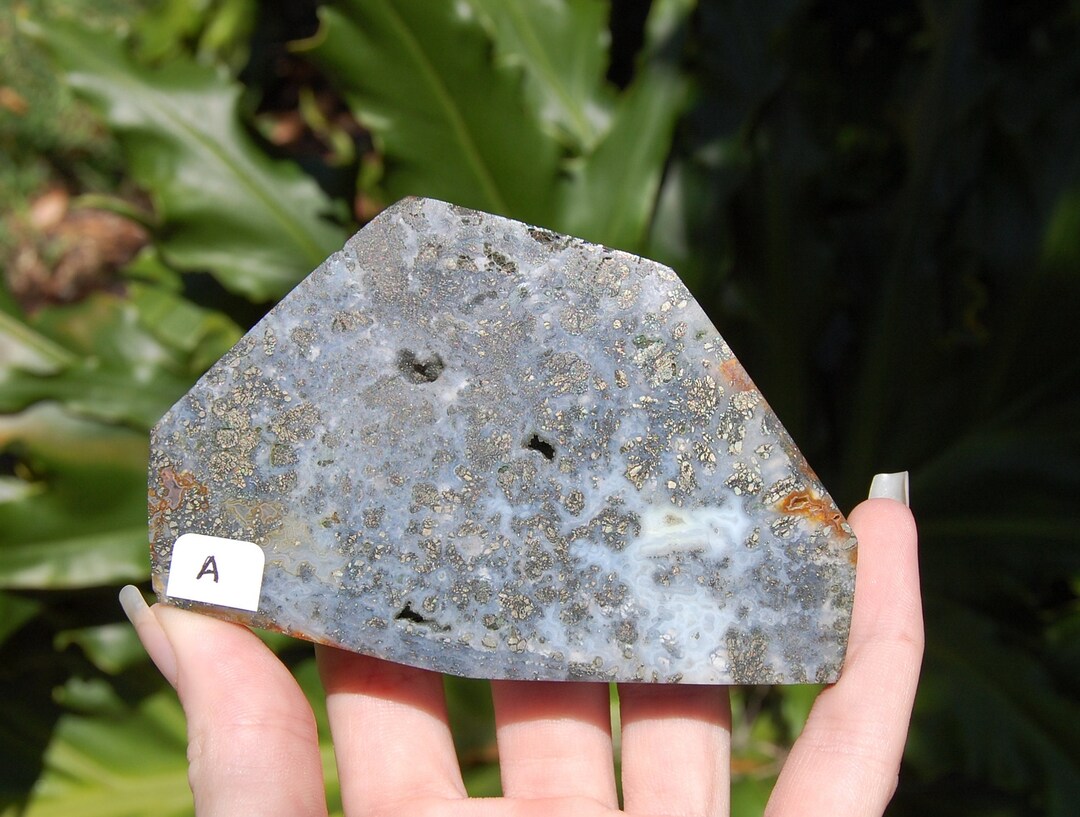 Natural Pyrite Flower Agate Slab | Crystal Healing - Etsy