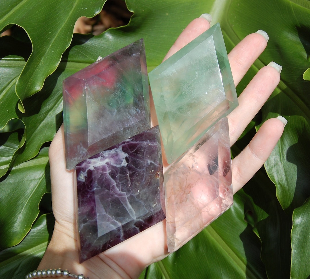 Polished Fluorite Diamond Carving: Natural Healing Crystal - Etsy