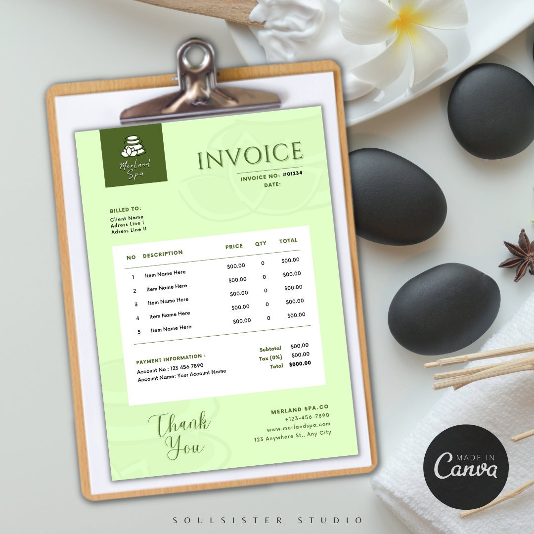 Business Invoice Template Editable Canva Template Small Business ...