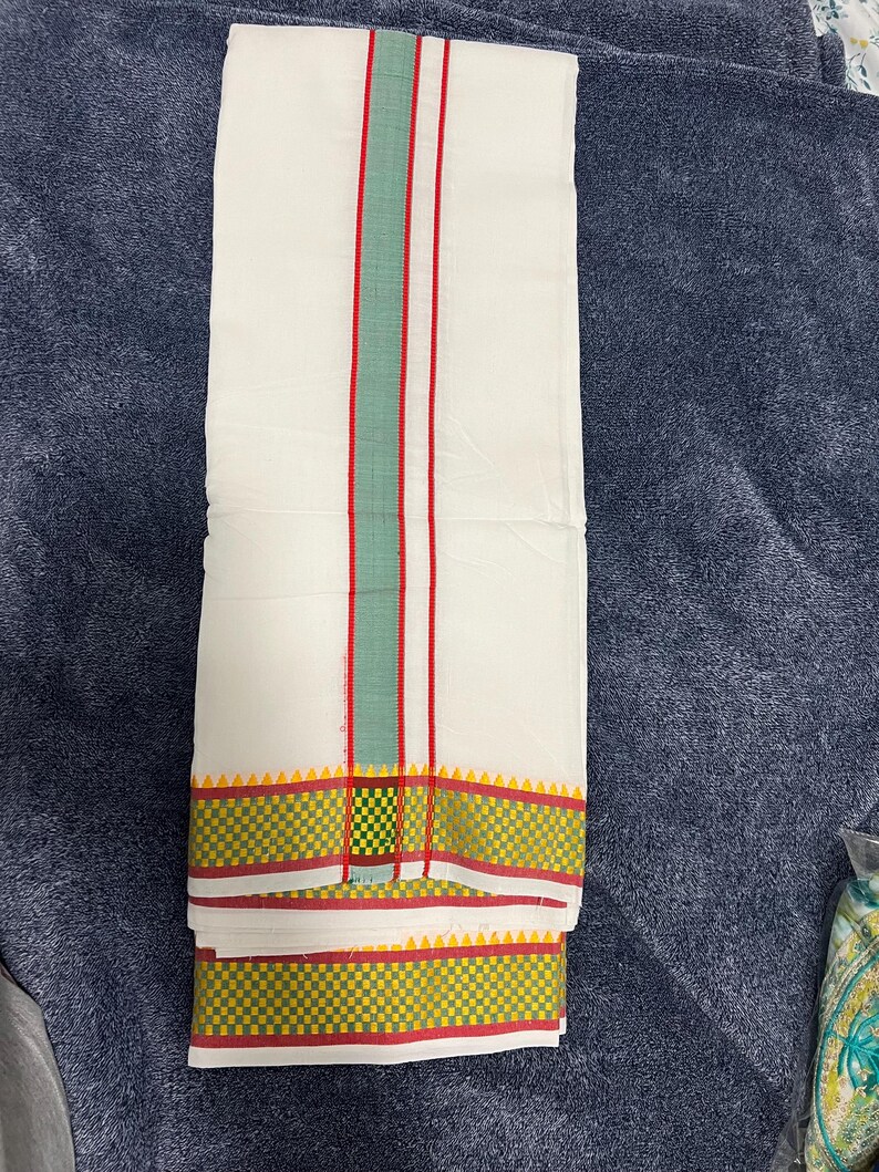 Premium Cotton Dhoti With Khesh/ South Indian Traditional Cotton Dhoti ...