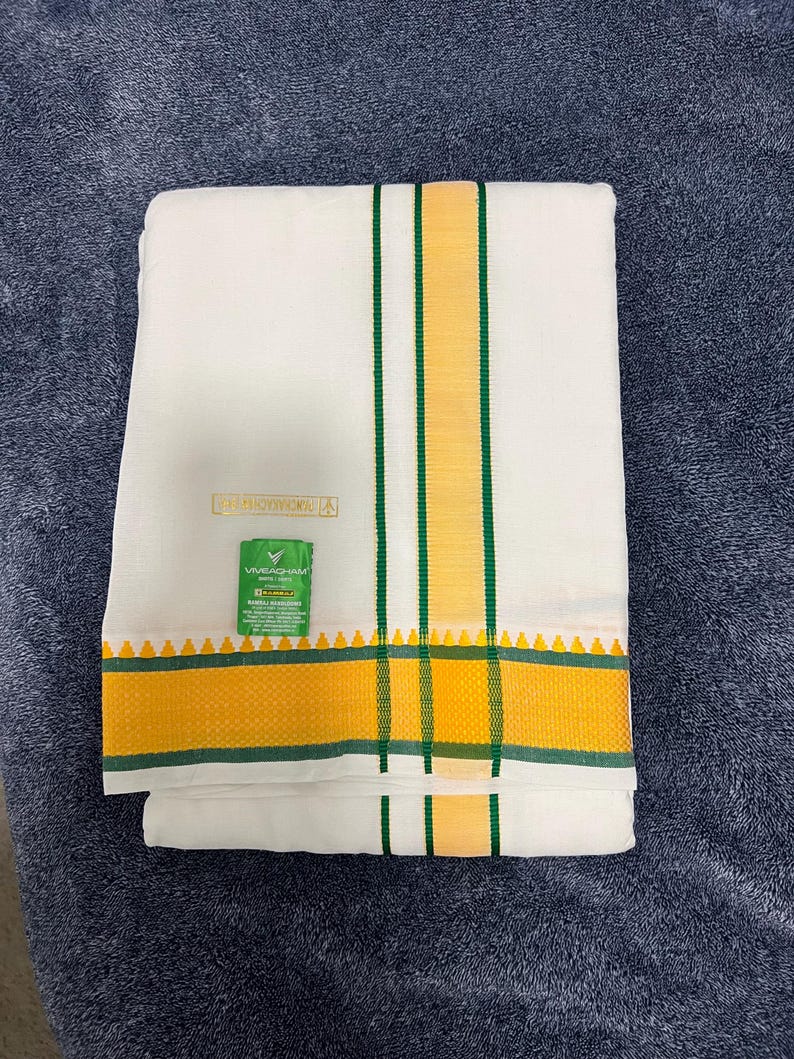 Premium Cotton Dhoti With Khesh/ South Indian Traditional Cotton Dhoti ...