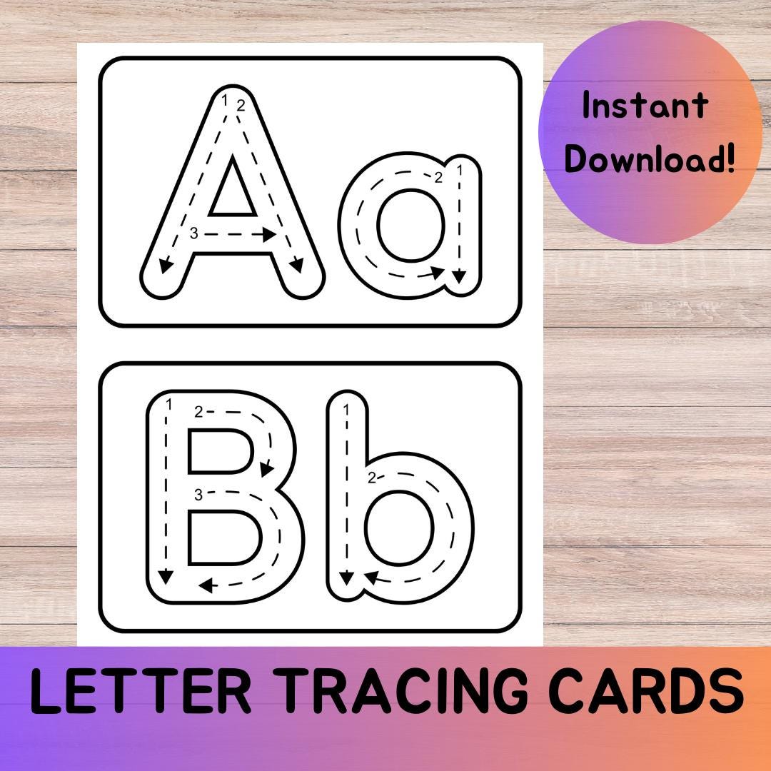 Letter Tracing Cards, Handwriting Practice, Alphabet Tracing Cards ...