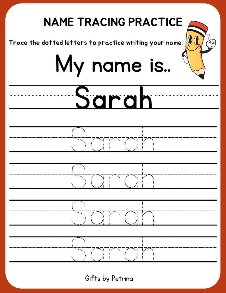 Custom Name Tracing Worksheet: Handwriting Practice (digital Download ...