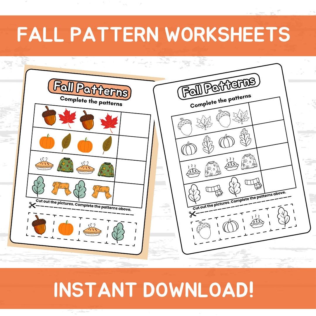 Fall Pattern Worksheet | Autumn Pattern Worksheet | Homeschool Fall ...