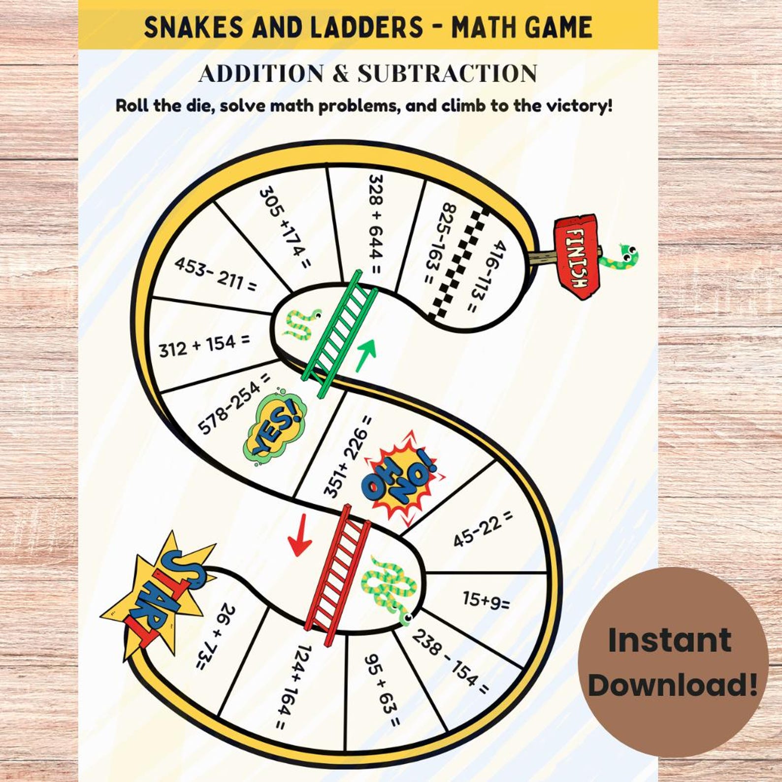 Interactive Snakes and Ladders Math Game - Fun Educational Activity for ...