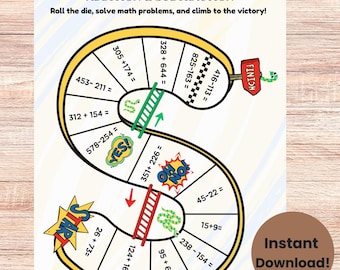 Festive Printable Snakes and Ladders Math Game for Kids - Etsy