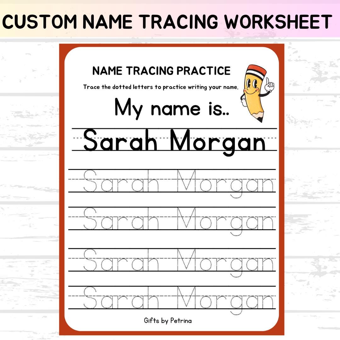 Pre-k Name Tracing Worksheet | Custom Name Tracing | Handwriting ...