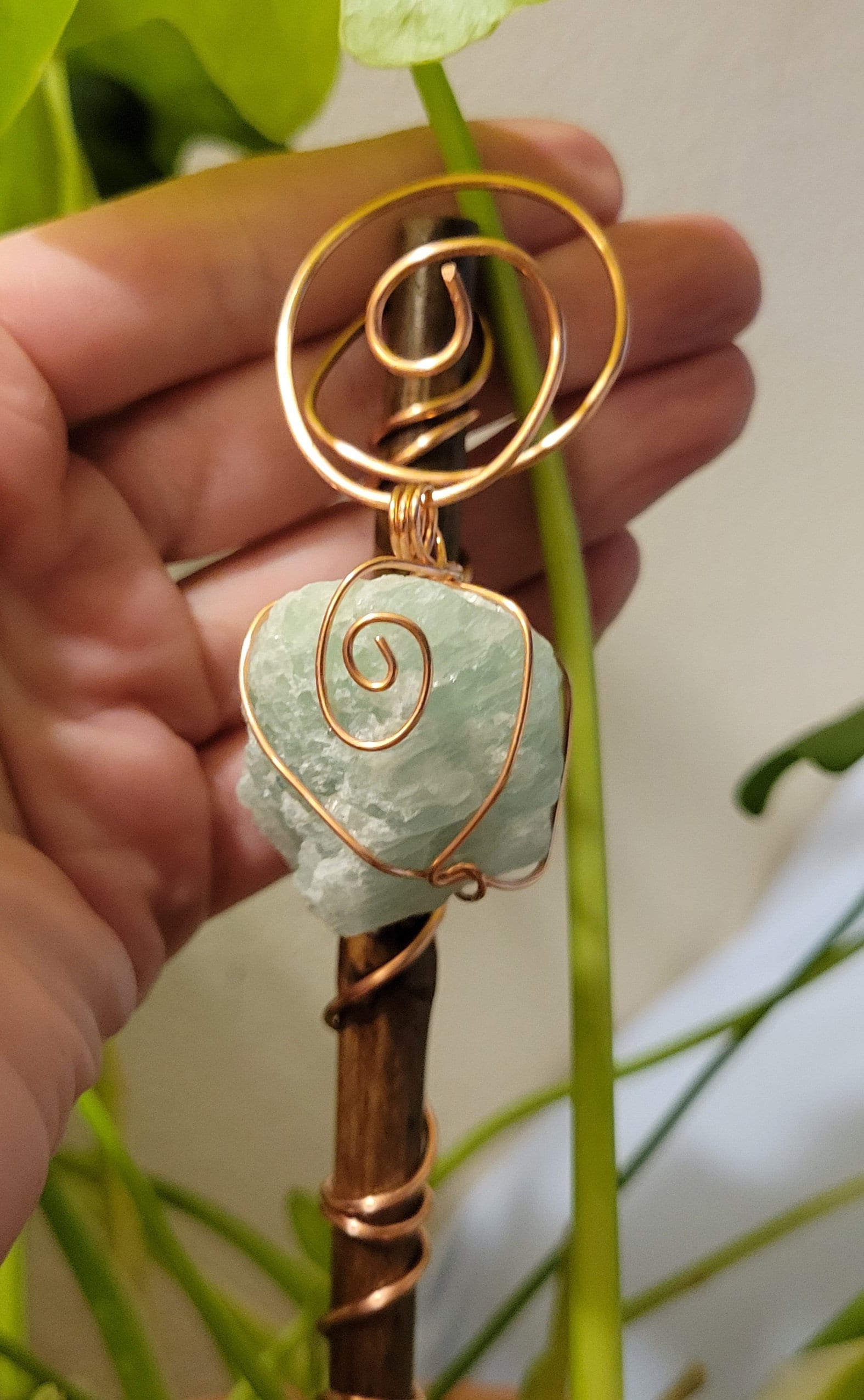 Crystal Bloom - Copper Wire Wrapped Crystal Plant Stake (green Fluorite ...