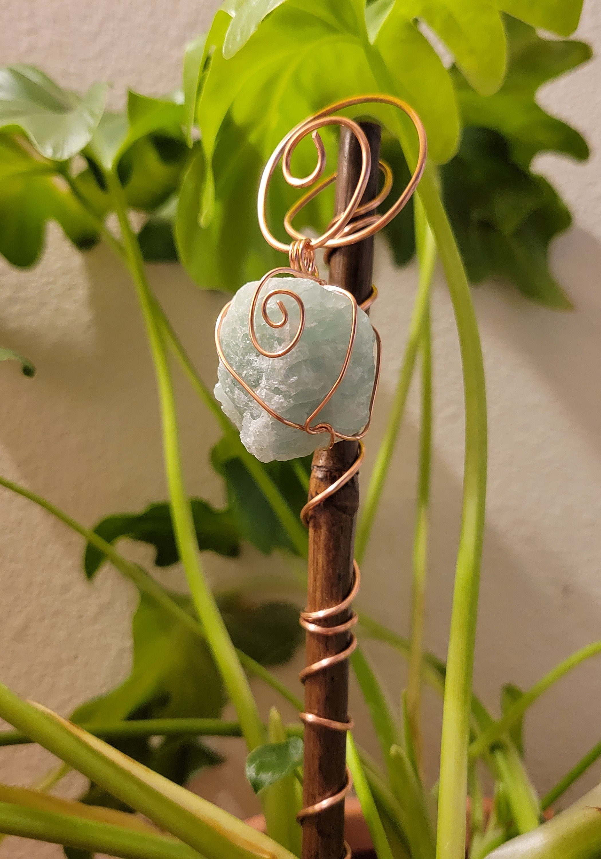 Crystal Bloom - Copper Wire Wrapped Crystal Plant Stake (green Fluorite ...