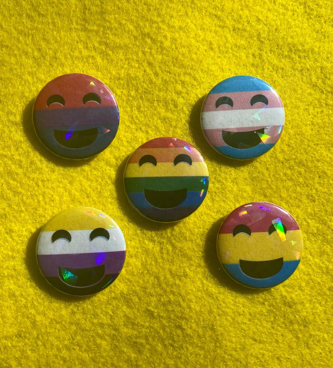 Holographic 1.25 Inch LGBTQ Progress Flag Button Pins Transgender ...