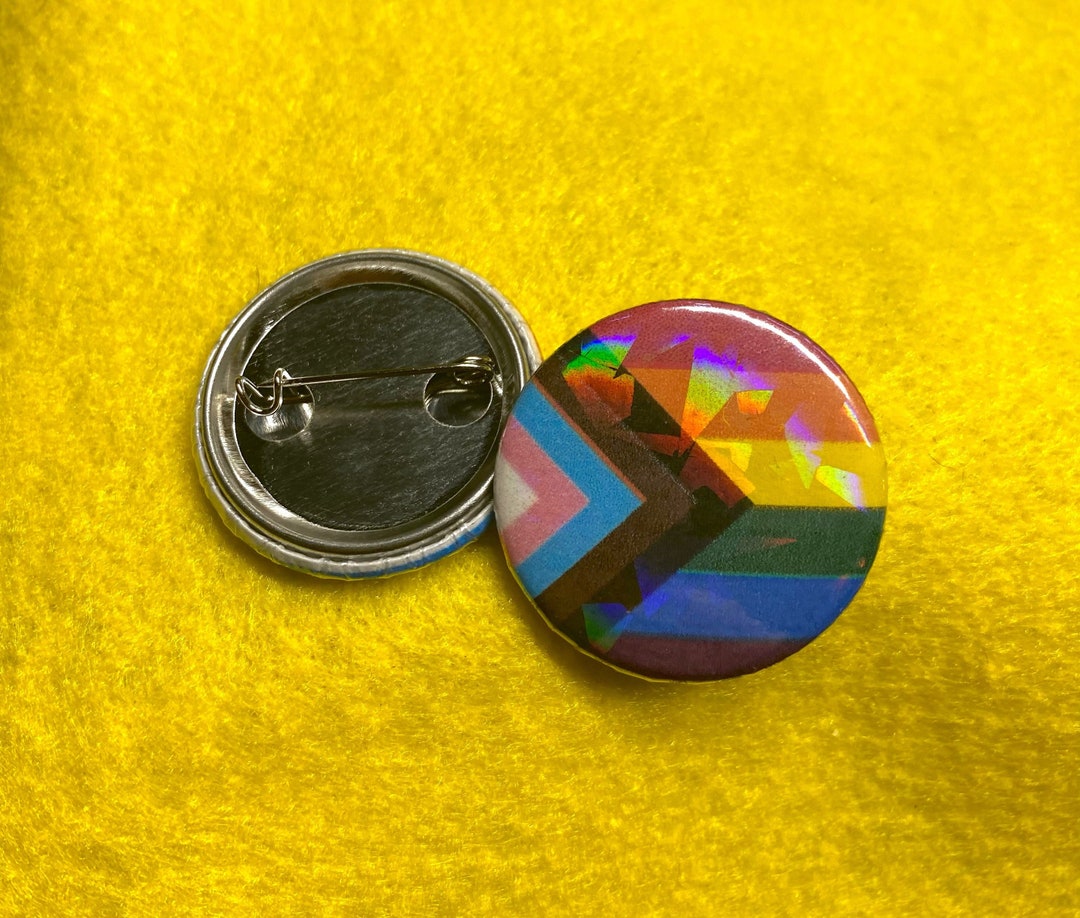 Holographic 1.25 Inch LGBTQ Progress Flag Button Pin Pride - Etsy