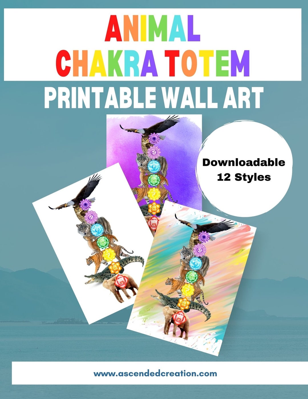 Chakra Animal Totem Art: Spiritual Yoga Decor (digital Download) - Etsy