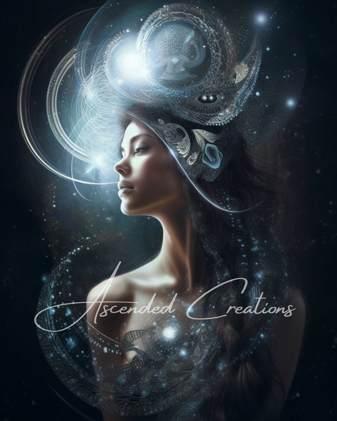 Celestial Divine Feminine Art: Spiritual Woman Portrait (digital ...