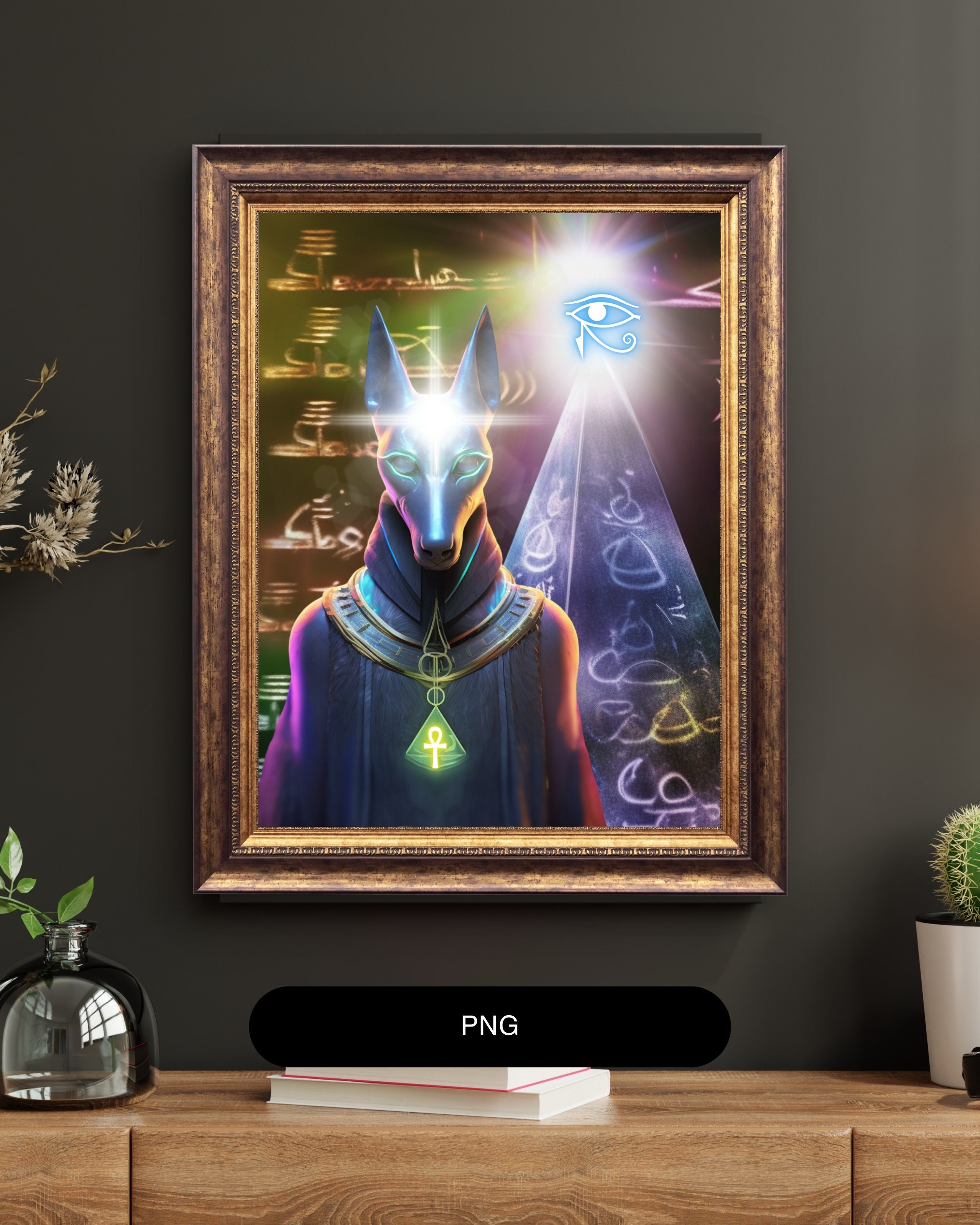 Anubis Digital Wall Art Download Egyptian God Art AI Art Print Light ...