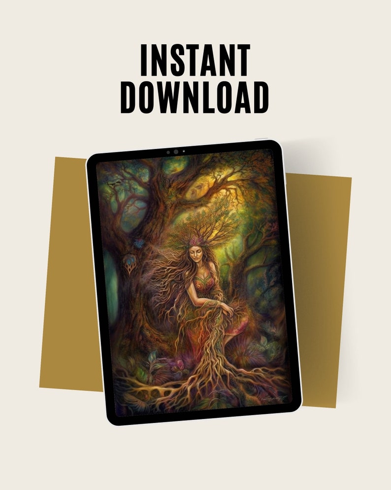Tree Gaia Goddess Digital Download Pagan Wall Art Earth Goddess AI ...