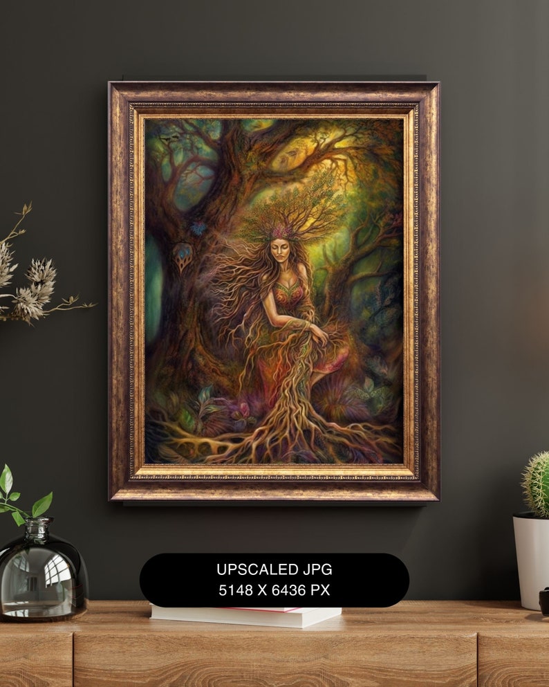Tree Gaia Goddess Digital Download Pagan Wall Art Earth Goddess AI ...