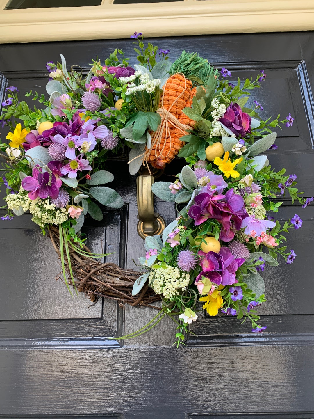 Spring Wreath, Easter Wreath, Easter Decor, Carrot Wreath, Easter Egg ...