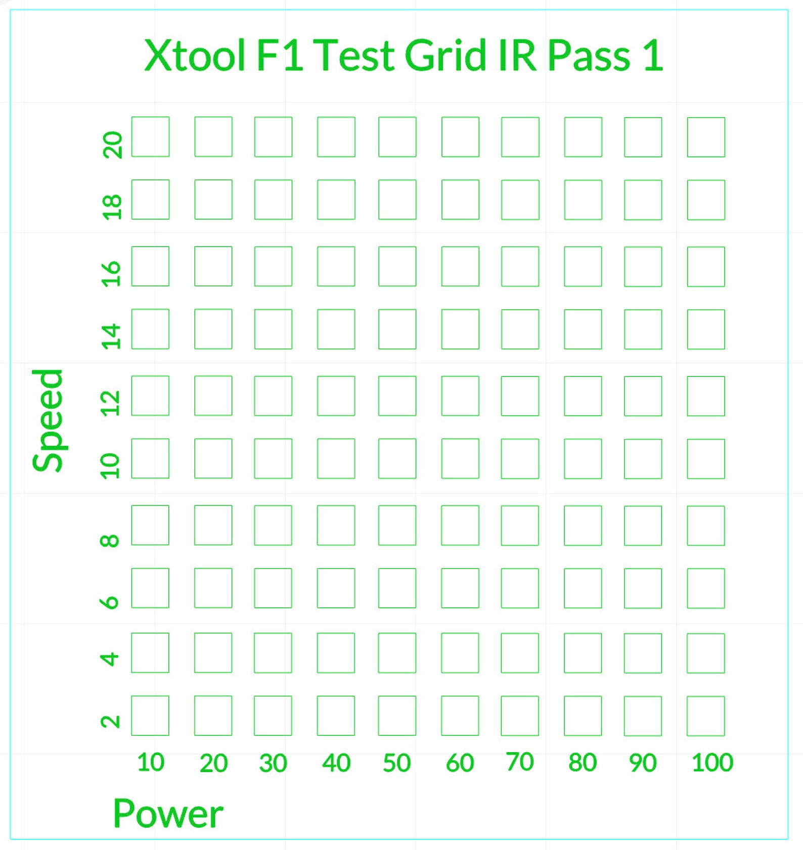 Xtool F1 Cutting Blue Light Test Grid - for Xtool Creative Suite - XCS ...