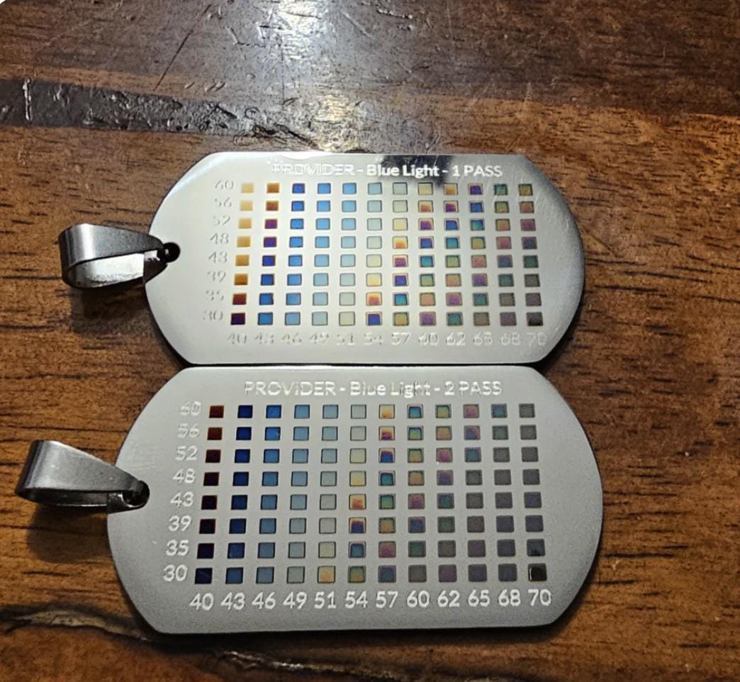 Stainless Steel Test Grid COLOR Engraving Xtool F1 Ultra Blue Light - Etsy