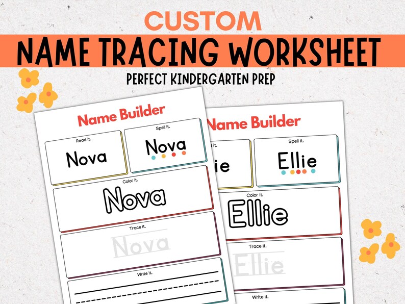 Dotted Name Tracing Sheet Preschool Curriculum Worksheets - Etsy