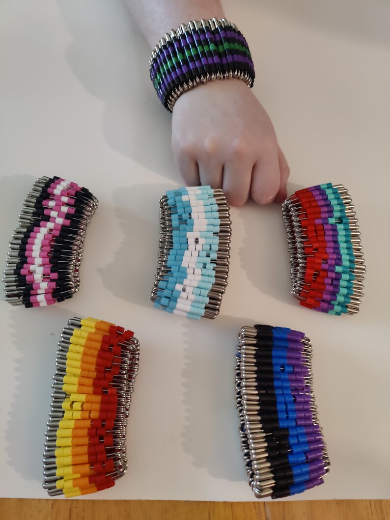 Beaded Safety Pin Bracelet - Etsy