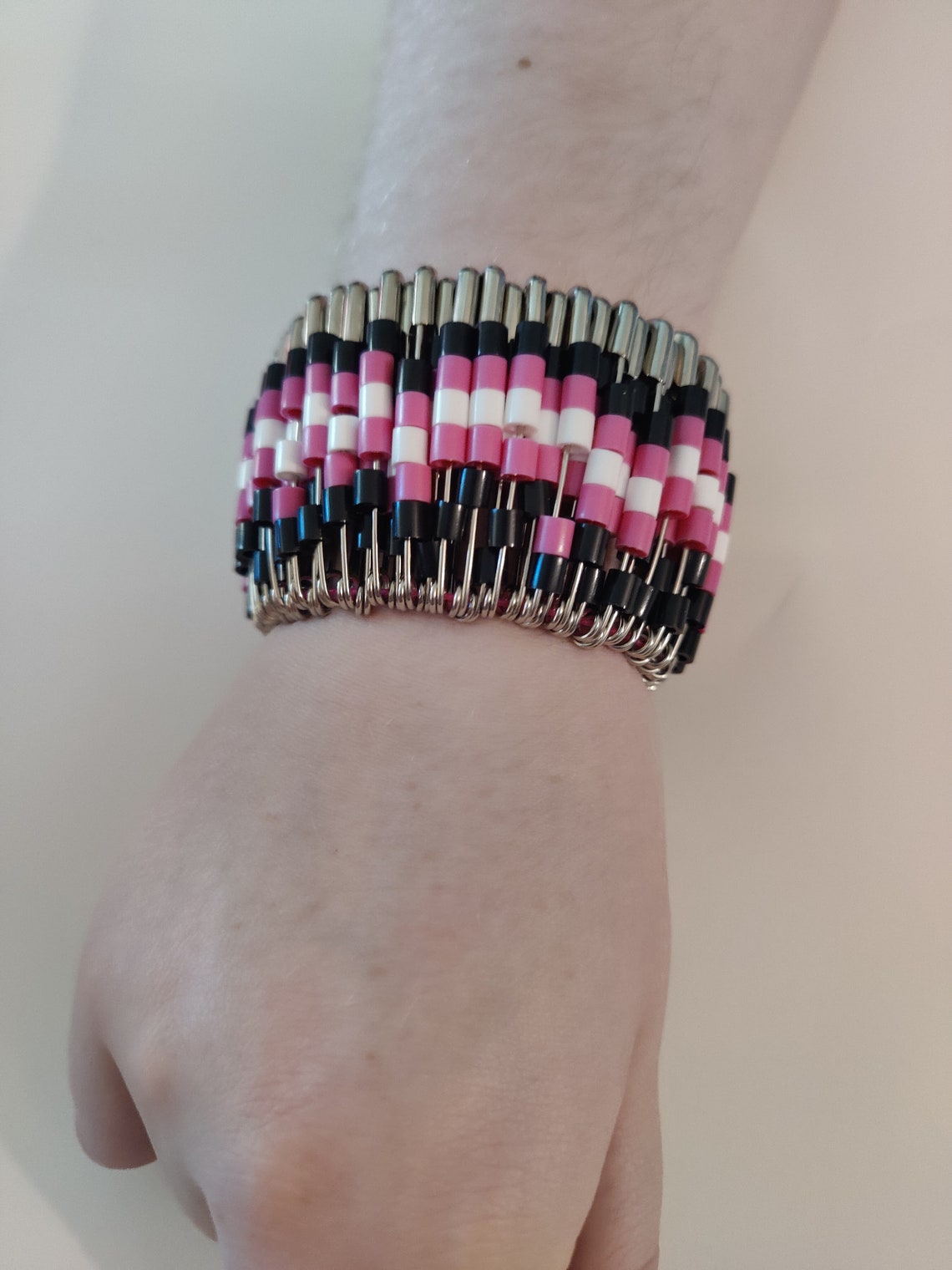 Beaded Safety Pin Bracelet - Etsy