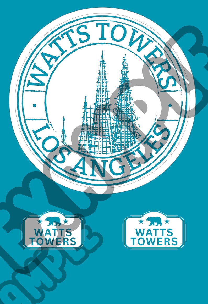 Watts, Watts Towers, Front and Back Design, PNG, DTF, DTG, Laser ...
