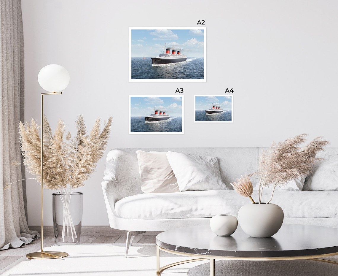 SS Normandie Ship, Transatlantic French Line Poster, Modern Art Print ...